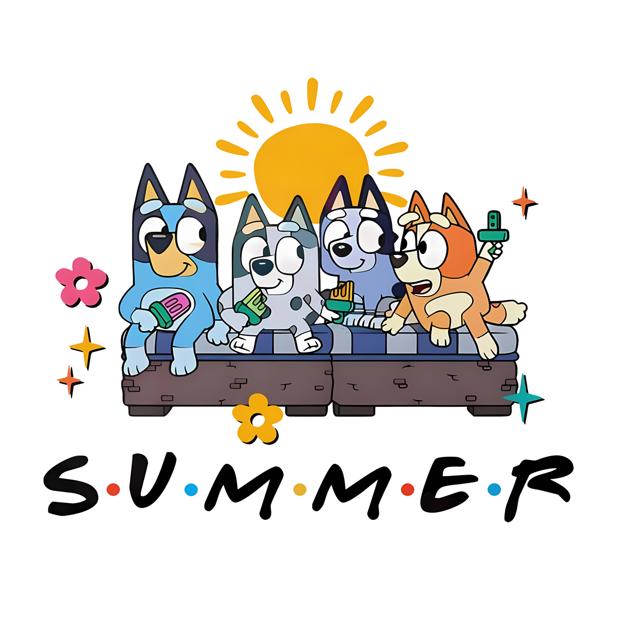 Bluey Friends Summer Vacation Cartoon PNG | Inspire Uplift