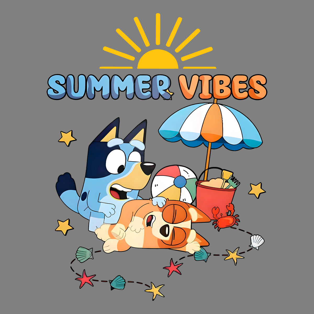 Summer Vibes Funny Bluey Bingo On Beach PNG | Inspire Uplift