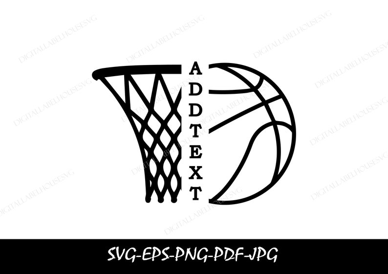 Black Bold Half Basketball & Half Hoop with Net Split Name F | Inspire ...