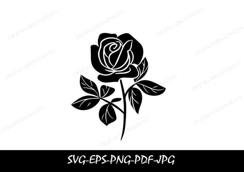 simple rose with stem svg - Inspire Uplift