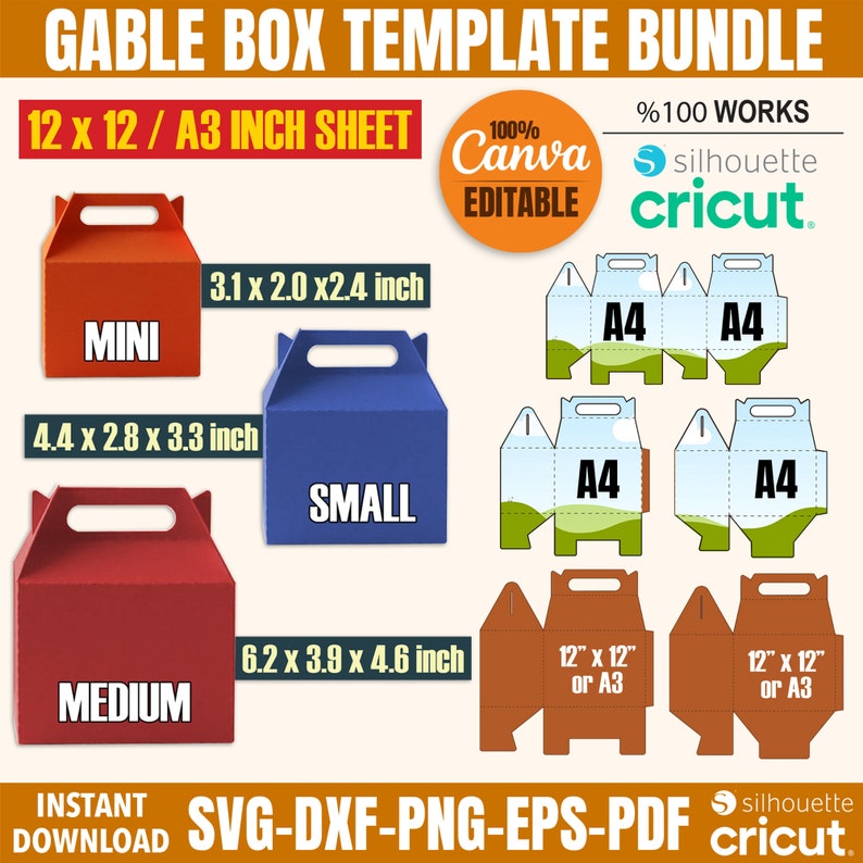 Gable Box Template Bundle, Gable Box Svg, Box Svg, Box Templ - Inspire ...