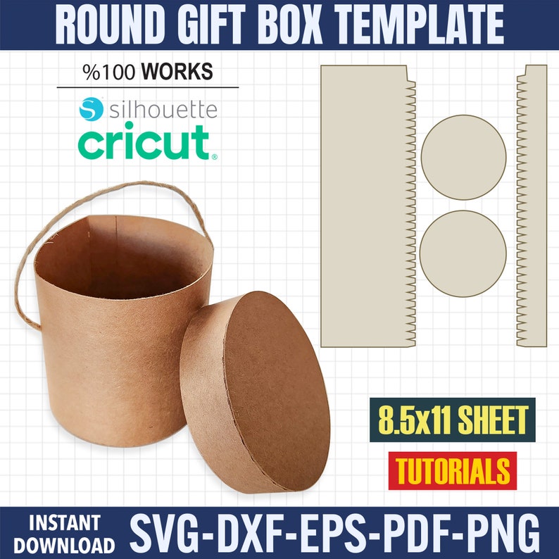 Gift Box Template, Circle Box Template, Box Svg, Gift Box SV - Inspire ...