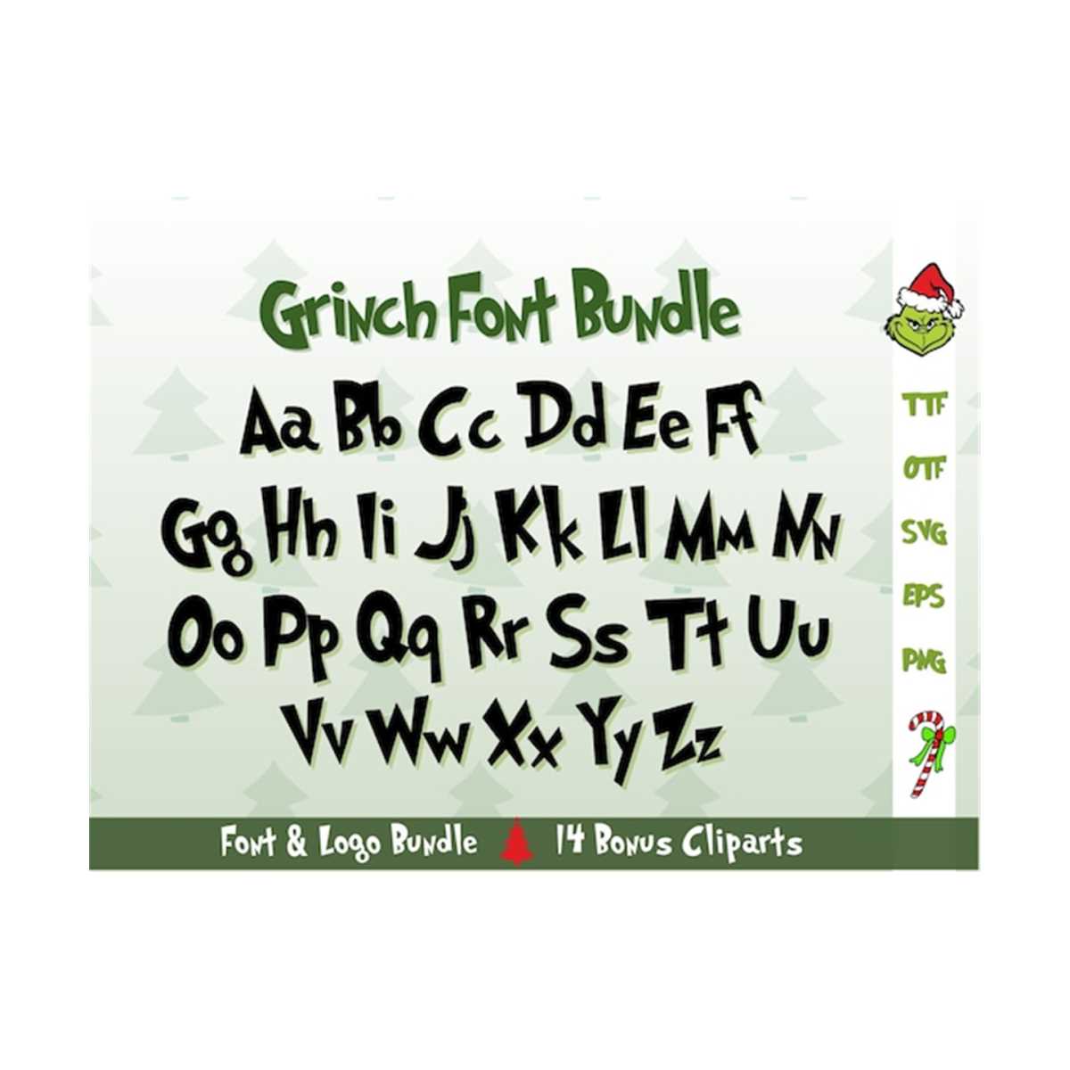 Grinch Font SVG, PNG, otf and ttf, Christmas Grouch Alphabet | Inspire ...