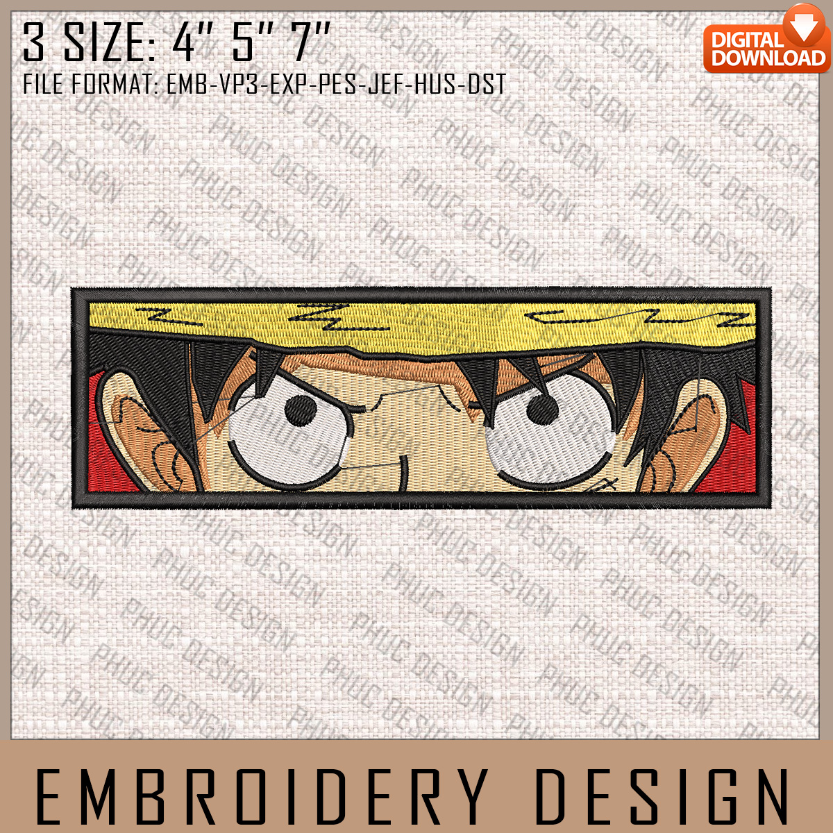 Luffy Embroidery Files, One Piece, Anime Inspired Embroidery | Inspire ...