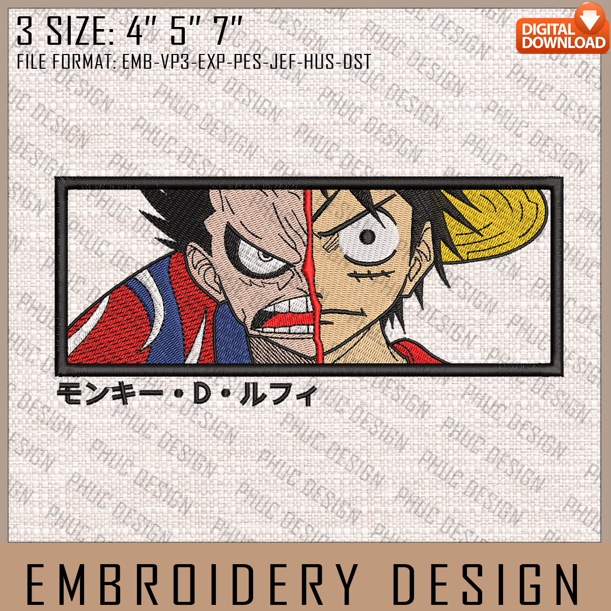Luffy Embroidery Files, One Piece, Anime Inspired Embroidery | Inspire ...