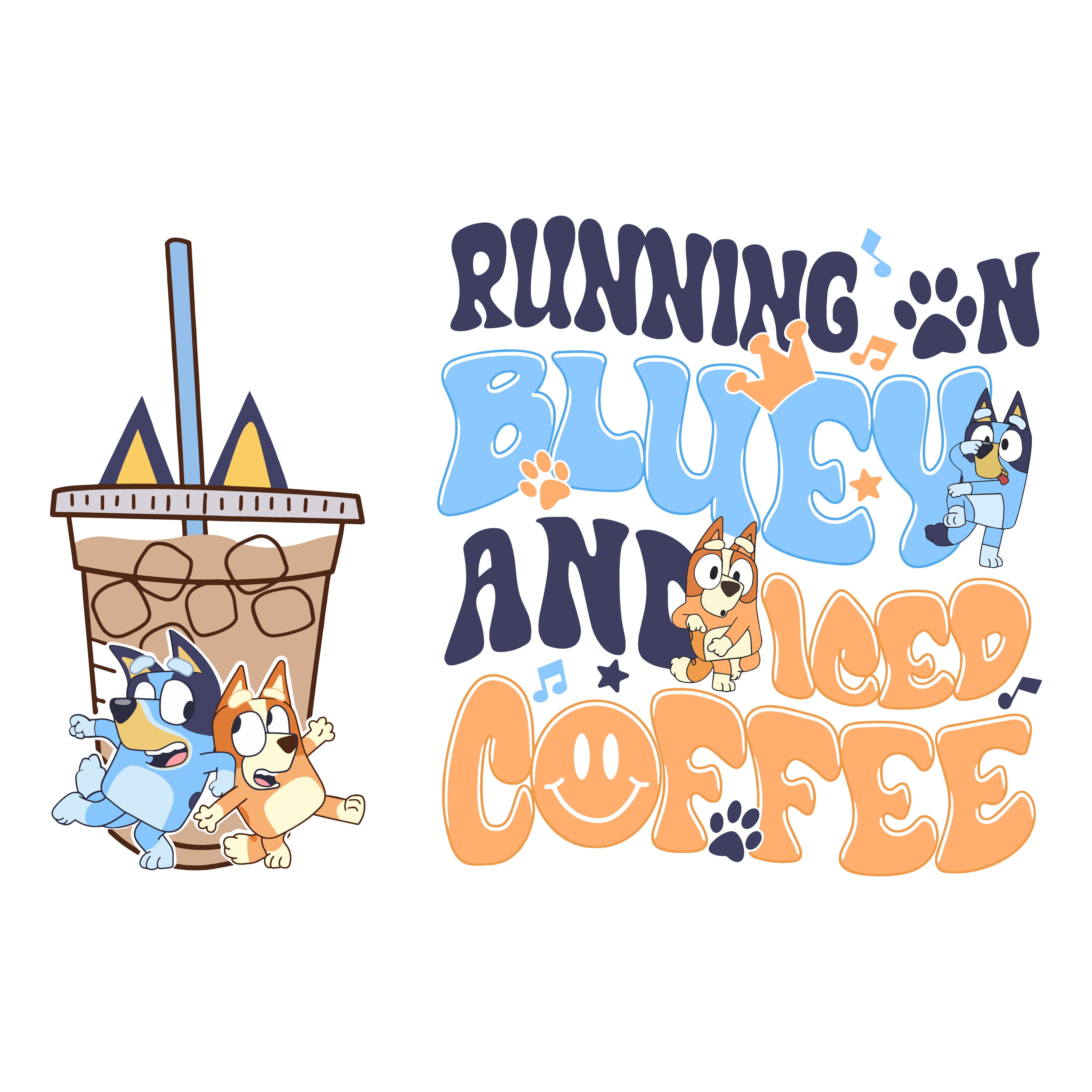 Bluey Bingo Running On Bluey And Iced Coffee SVG | Inspire Uplift