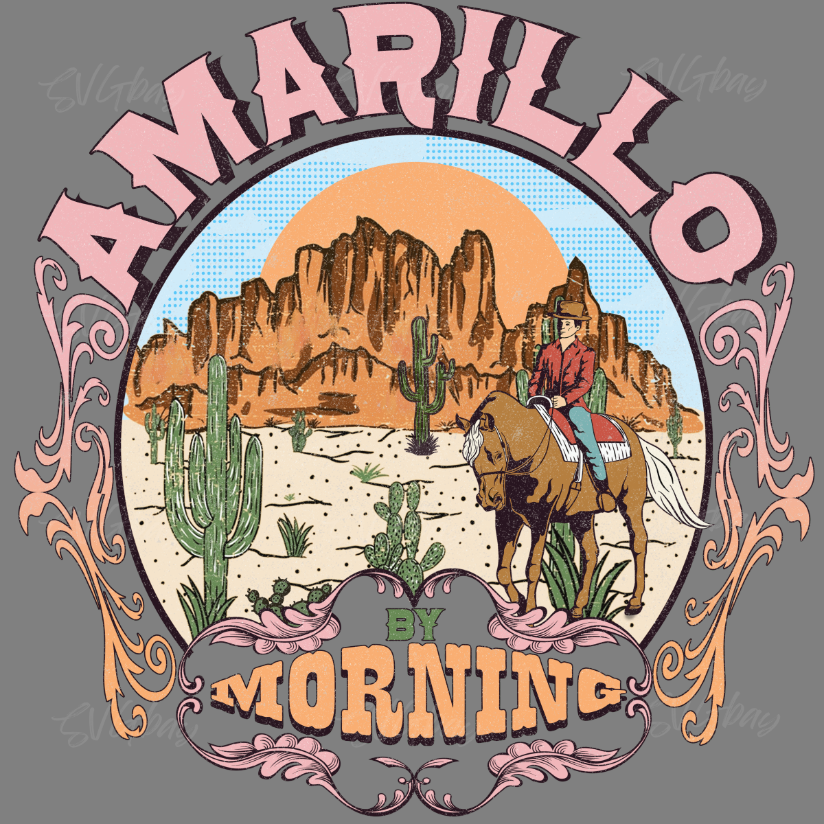 Amarillo Morning Cowboy Western PNG Instant Download | Inspire Uplift