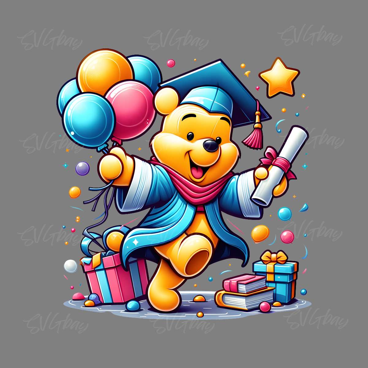 Funny Winnie The Pooh Graduation PNG Digital Download Files | Inspire ...