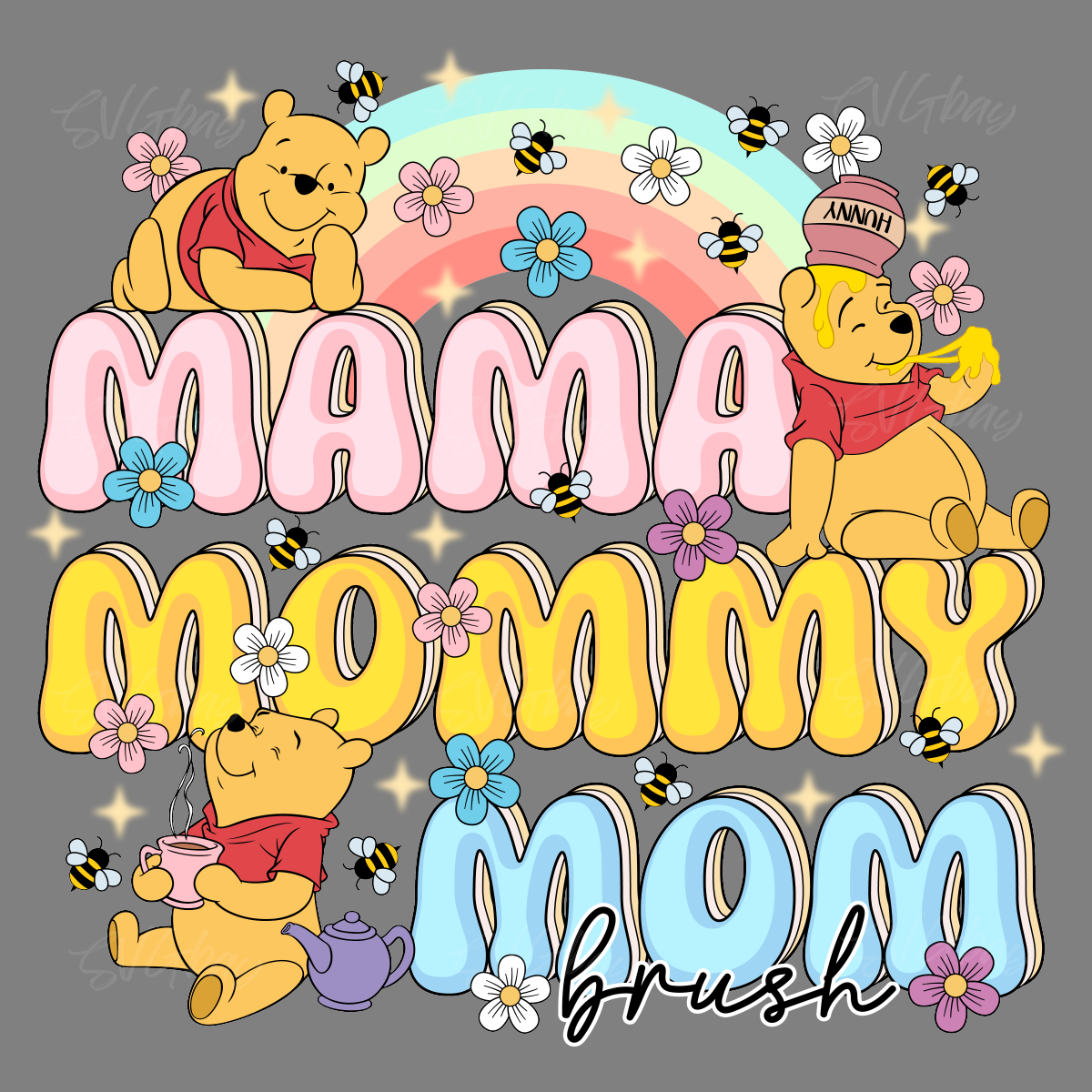 Mama Mommy Mom Brush Winnie The Pooh PNG | Inspire Uplift