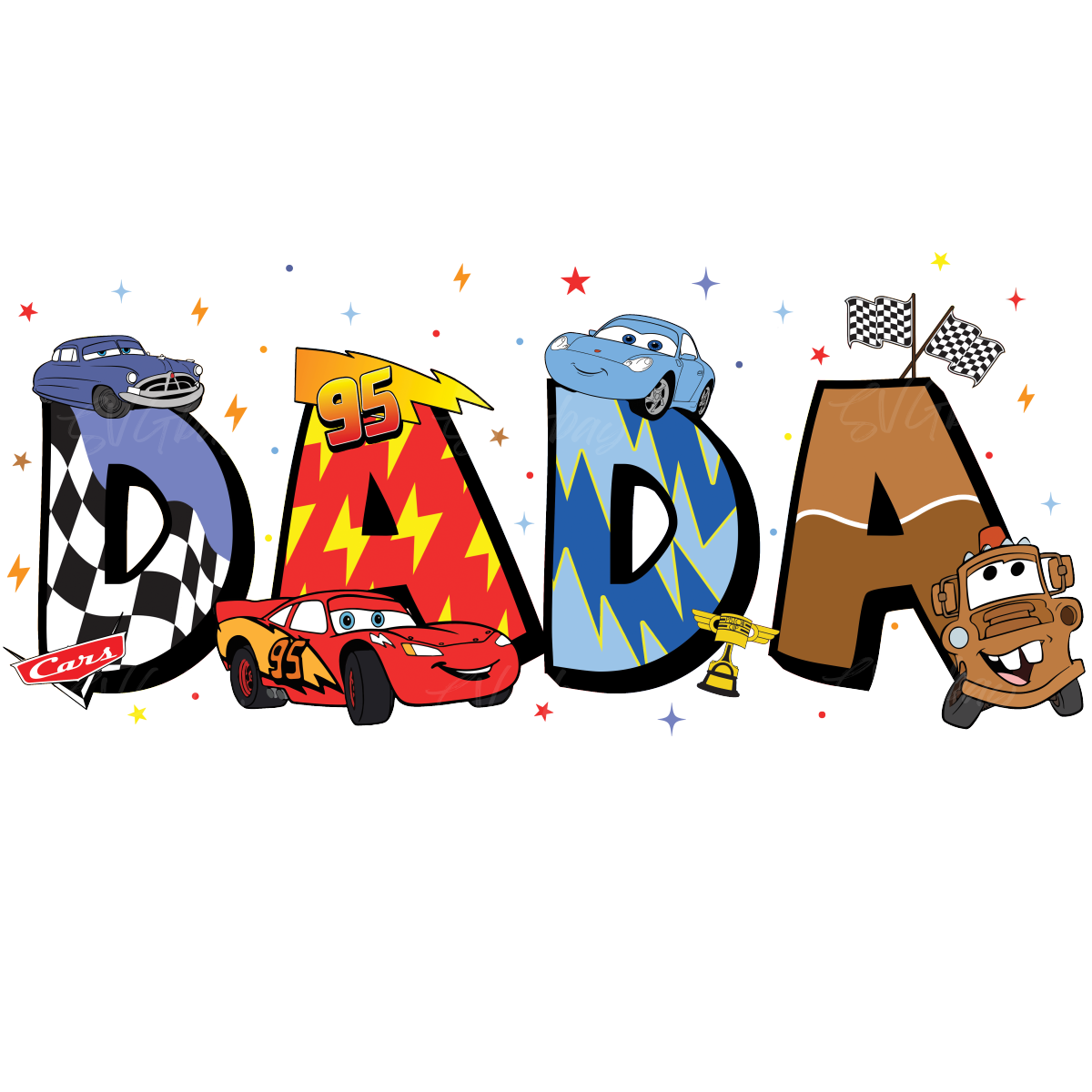 Retro Dada Disney Pixar Cars PNG Digital Download Files | Inspire Uplift