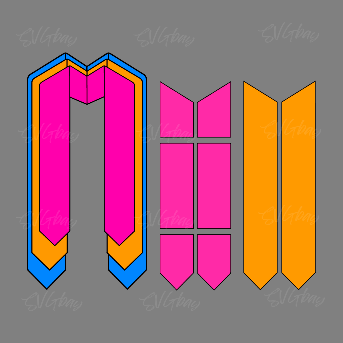 Graduation Stole Template Bundle Svg Digital Download Files | Inspire ...