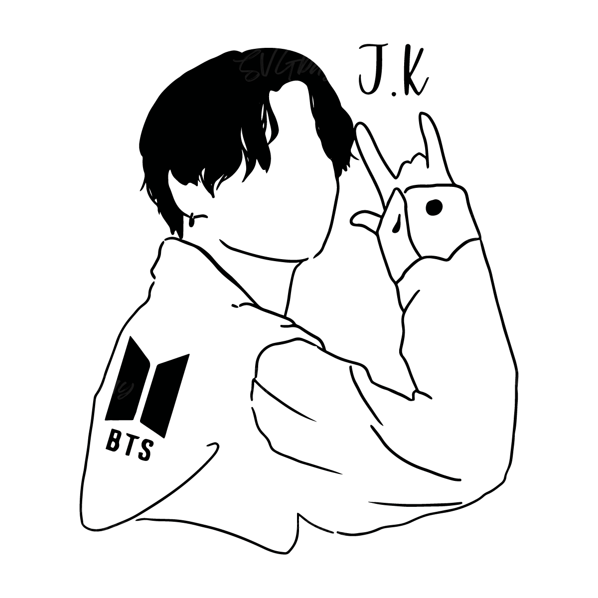 Jungkook BTS Svg, BTS Member Svg, JK Art Line, Junkook Clipa | Inspire ...