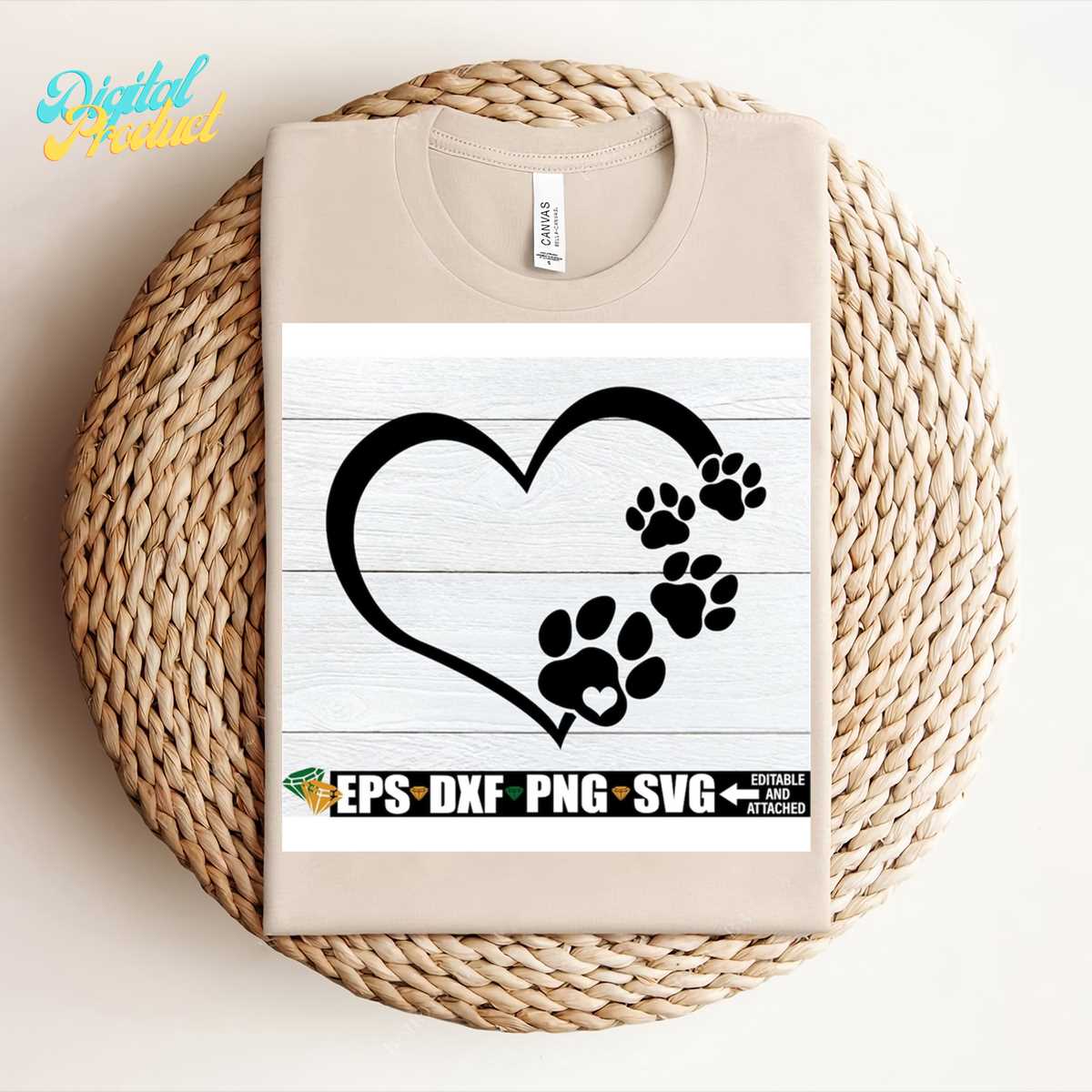 Paw Print Heart, Heart With Paw Prints Template, Dog Paw Pri | Inspire ...