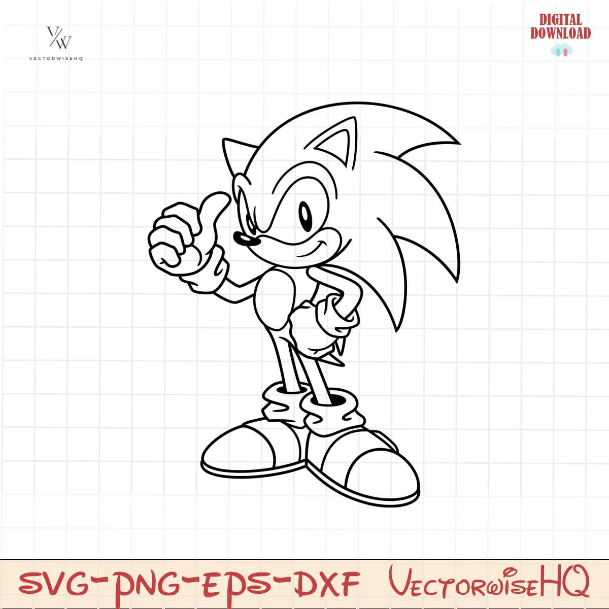 Sonic outline The Hedgehog SVG | Inspire Uplift