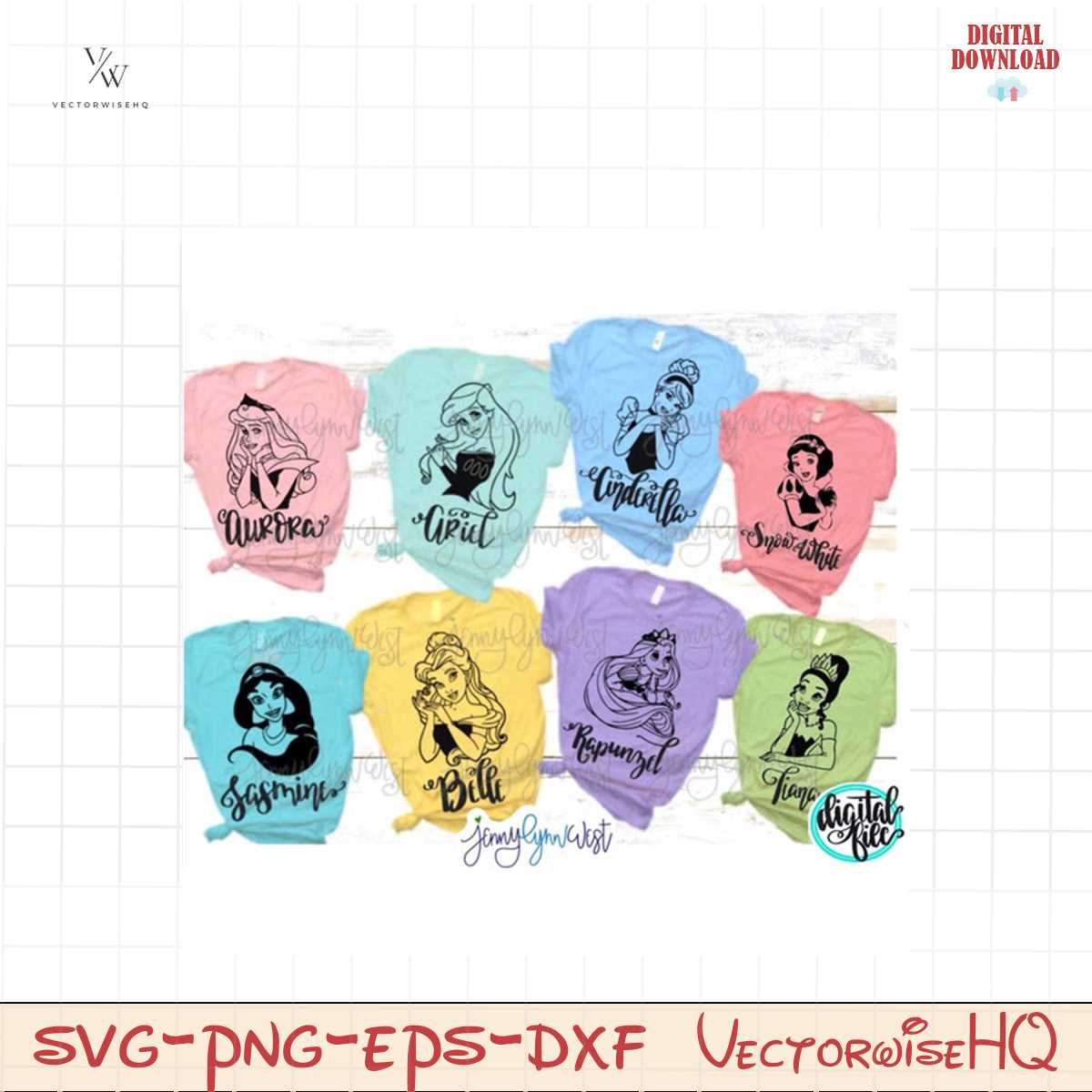 Princess Bundle SVG Belle Ariel Cinderella Jasmine Rapunzel | Inspire ...