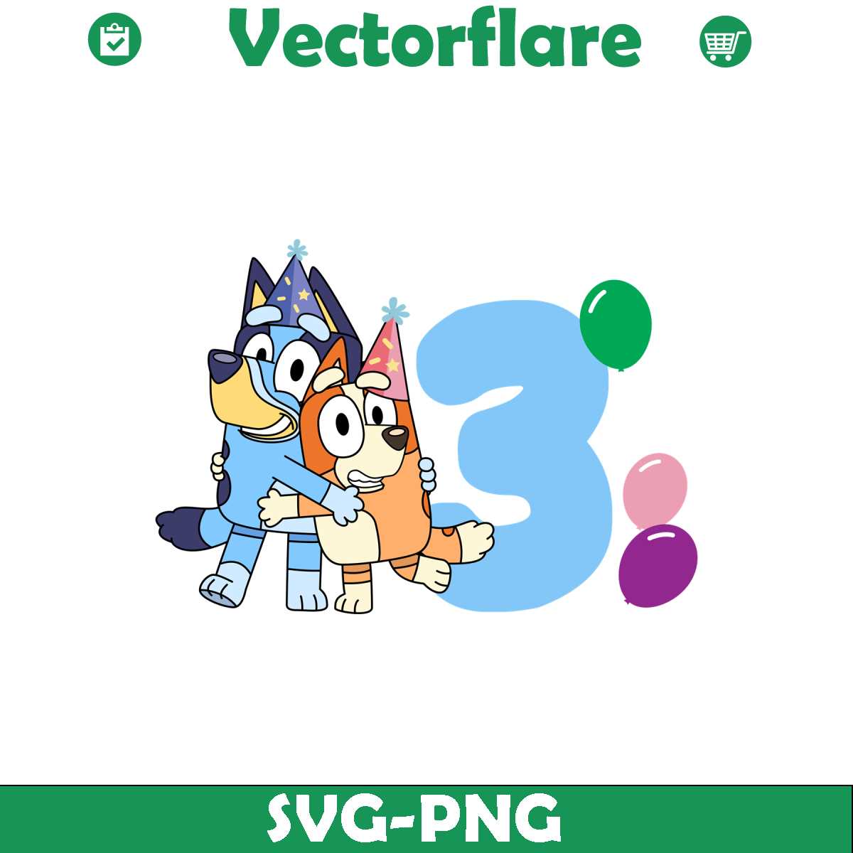 Bluey Birthday numbers 3 SVG | Inspire Uplift