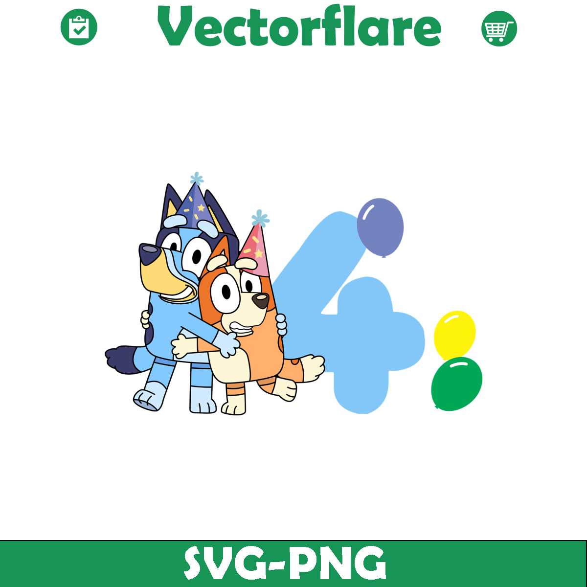 Bluey Birthday numbers 4 SVG | Inspire Uplift