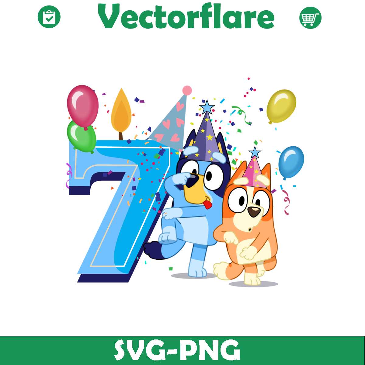 blueys 7 blue PNG, Bluey Birthday numbers PNG | Inspire Uplift