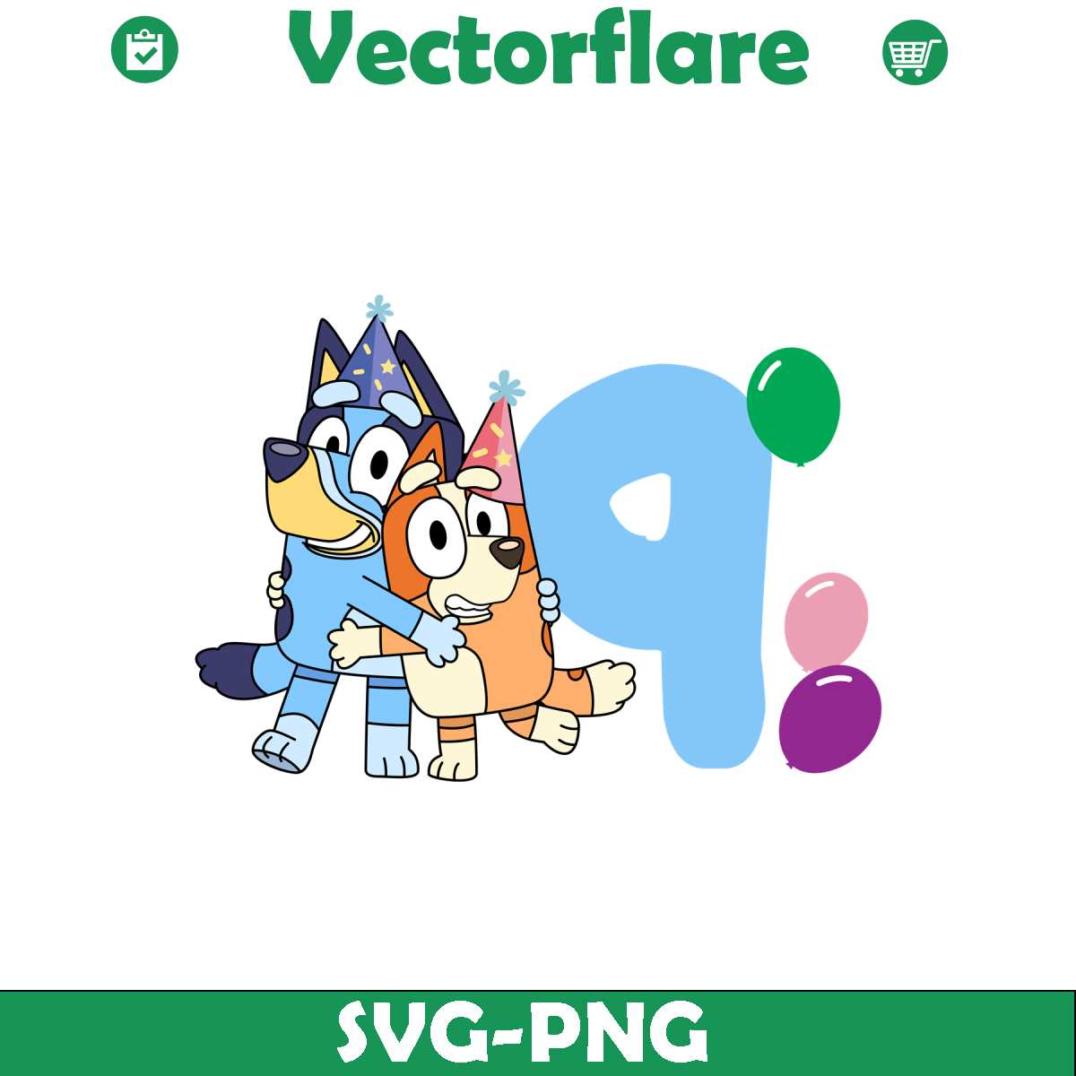 Bluey Birthday numbers 9 SVG | Inspire Uplift