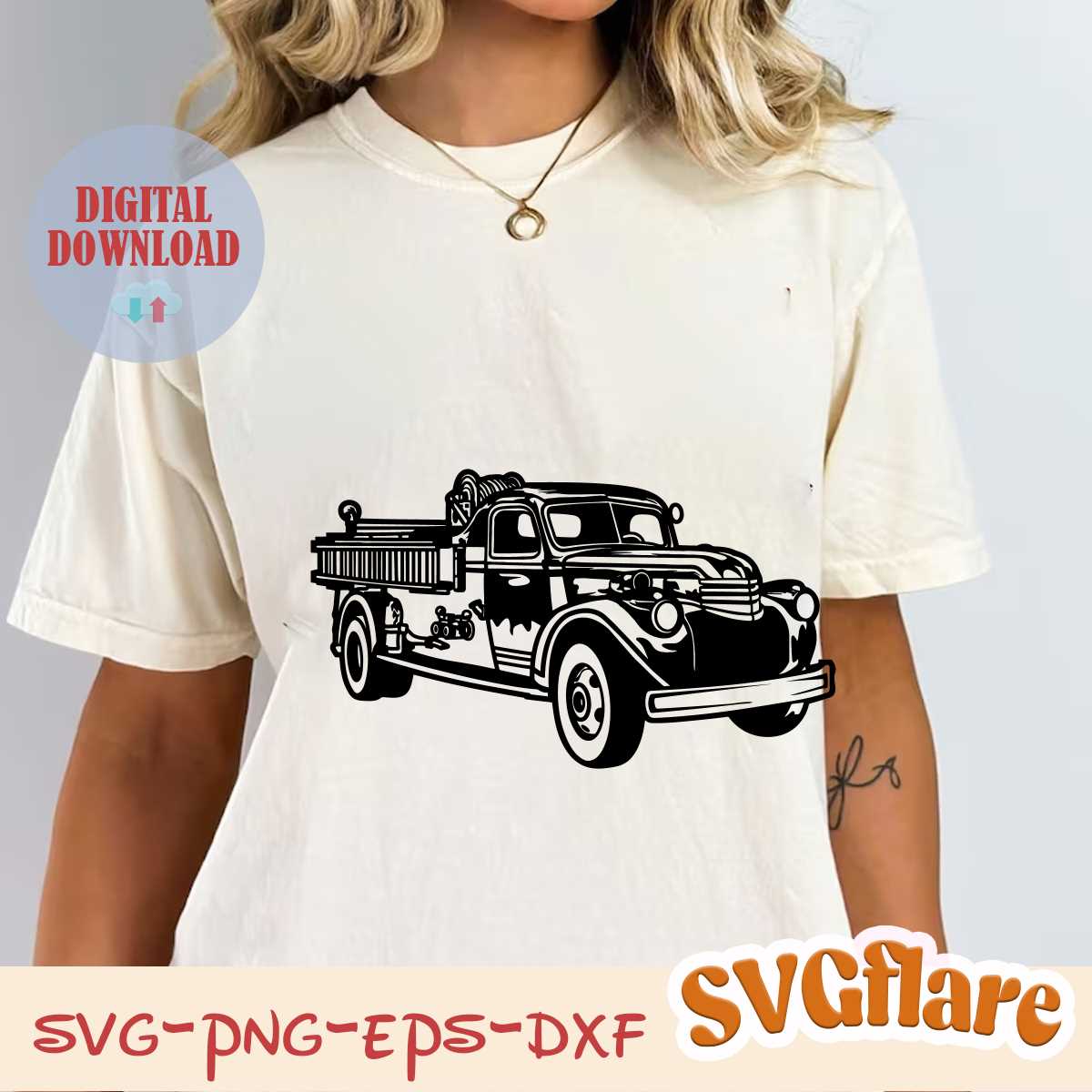 Vintage Fire Truck SVG | Fire Engine SVG | Firefighter Decal | Inspire ...