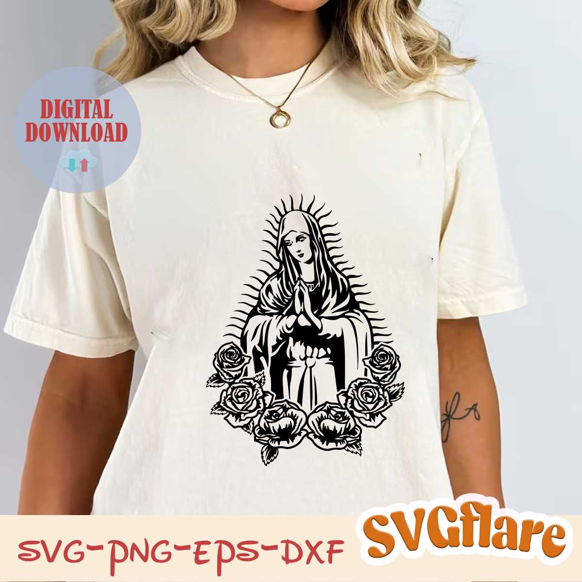 Floral Virgin Mary SVG | Virgen De Guadalupe SVG | Church SV | Inspire ...