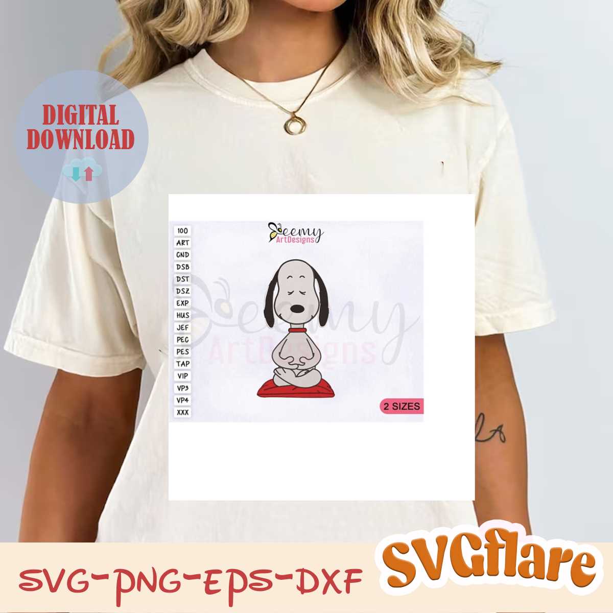 Snoopy Yoga Pose Embroidery Design, 4x4 and 5x7 Hoop, Snoopy | Inspire ...