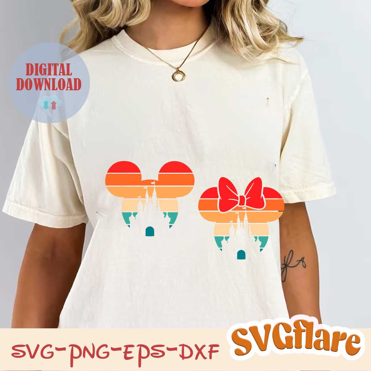 Sunset, Mickey Minnie Mouse, Castle, Ears Head, Svg Png Dxf | Inspire ...