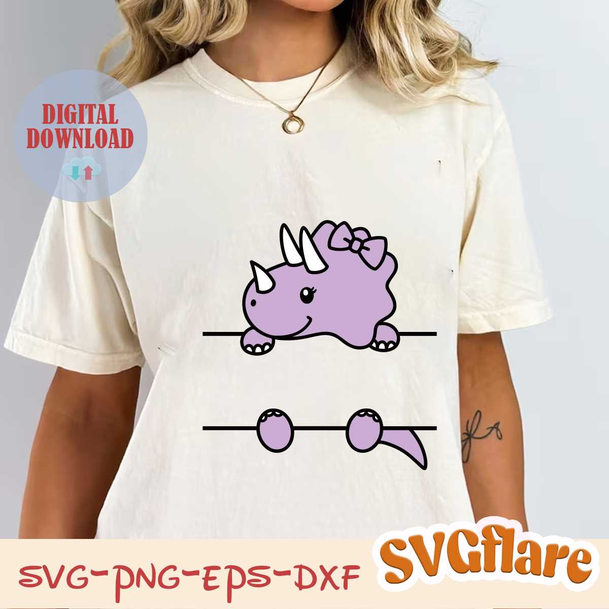 Split Dinosaur Girl SVG Dinosaur Name Frame cut file Cricut | Inspire ...