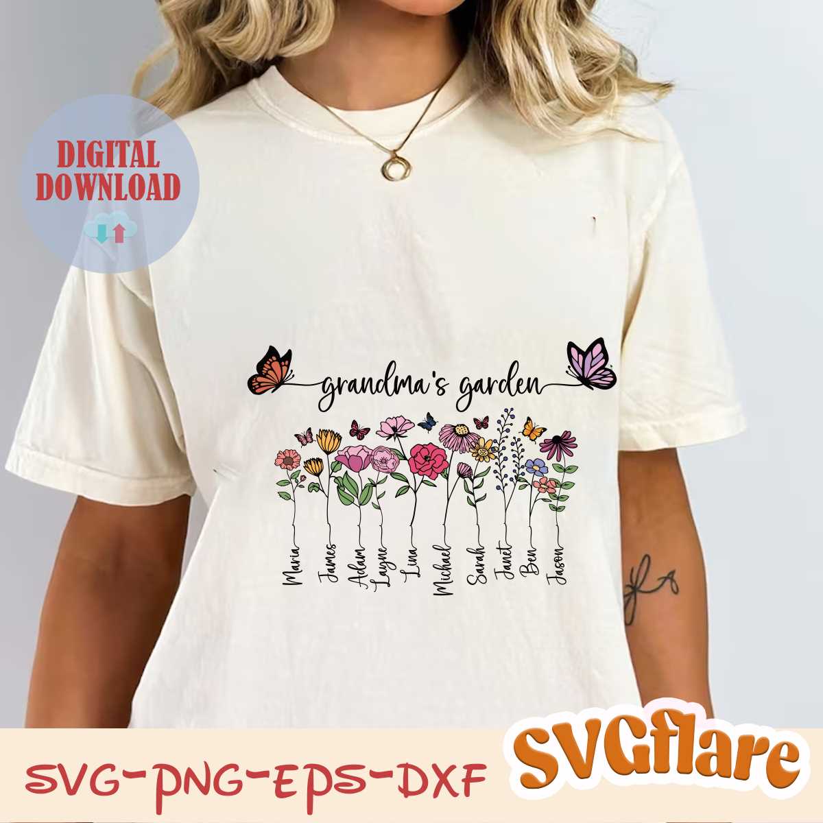 Personalized Grandma's Garden Png, Grandma Flowers Clipart, | Inspire ...