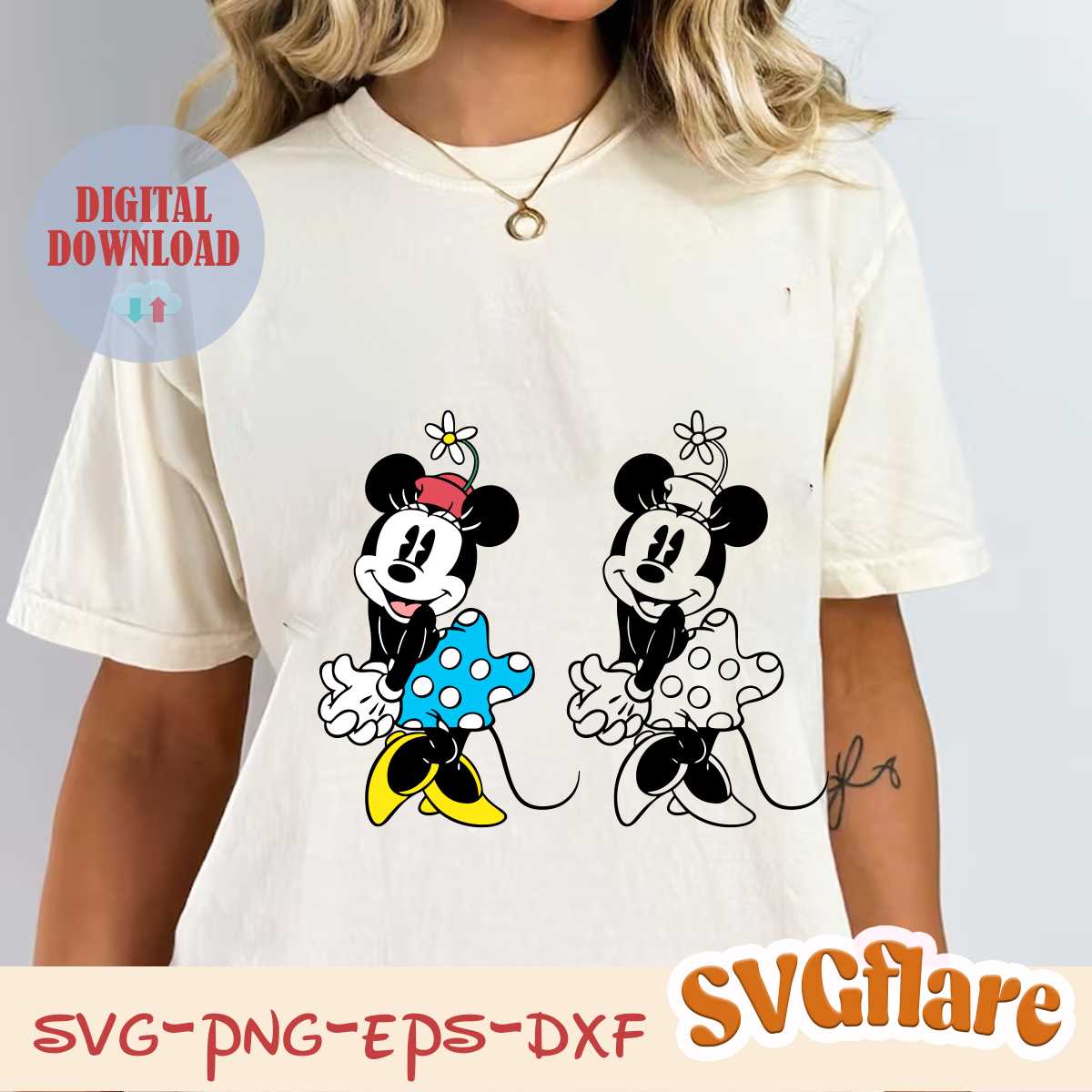 Minnie Mouse Vintage Retro Svg, Dxf, Eps, Ai, Cdr Vector Fil - Inspire ...