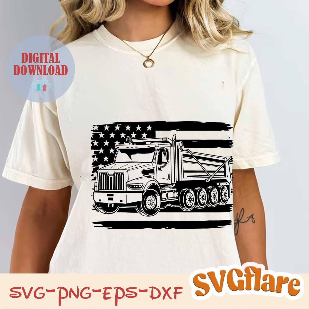 Dump Truck With Flag Svg, Dump Truck Svg, Truck Svg, Big Tru | Inspire ...