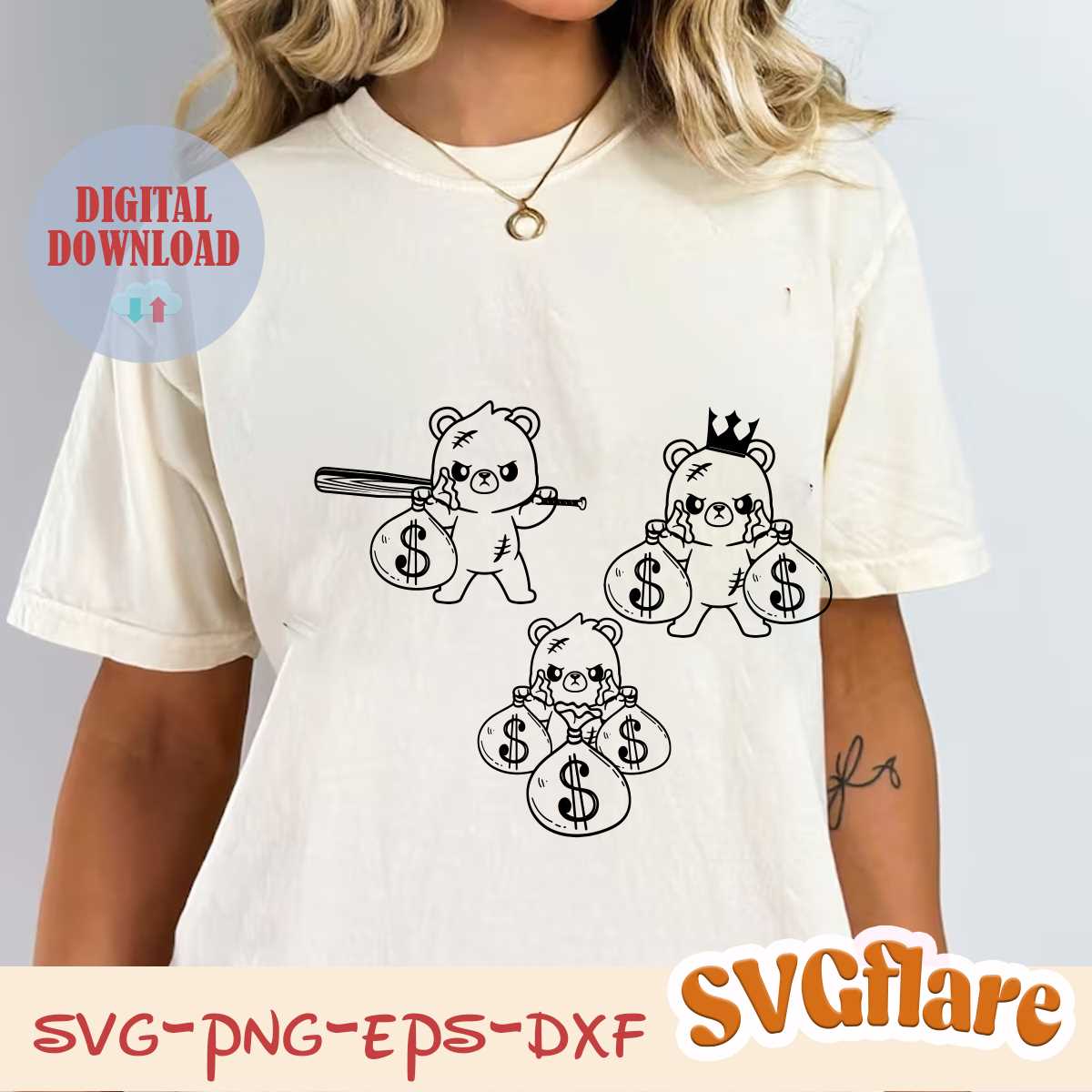 Money clipart, Money svg, Teddy Bear King Money Bag SVG, mon | Inspire ...