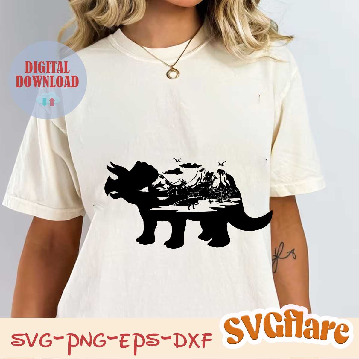 Triceratops Dinosaur Scene SVG | Dinosaurs SVG | Dino Jurass | Inspire ...