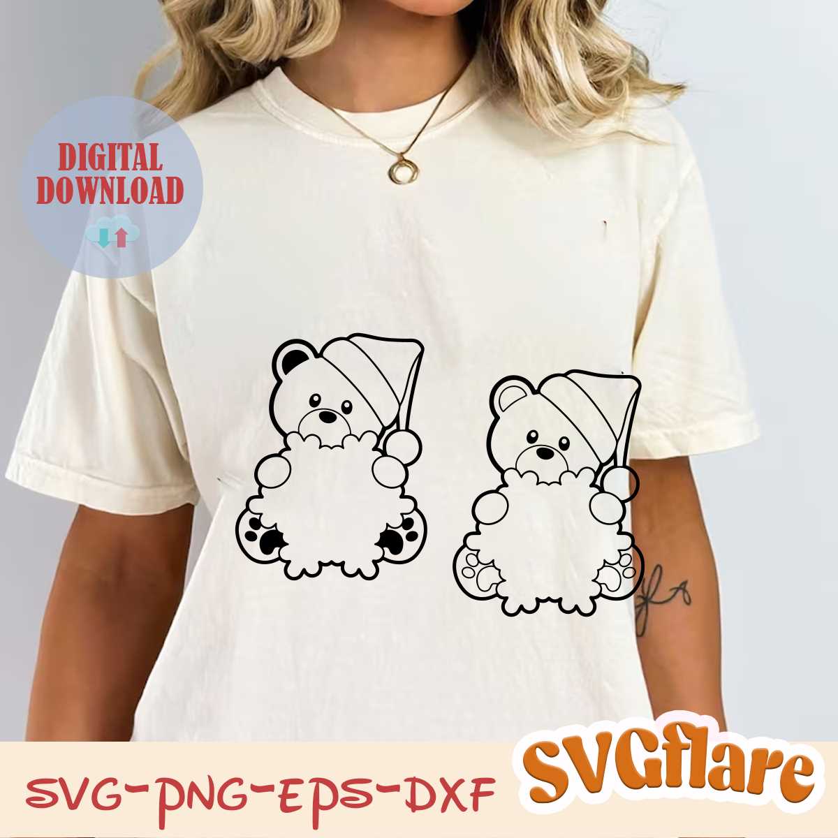 Christmas bear SVG. PNG. Cricut Cut Files, Silhouette, layer | Inspire ...