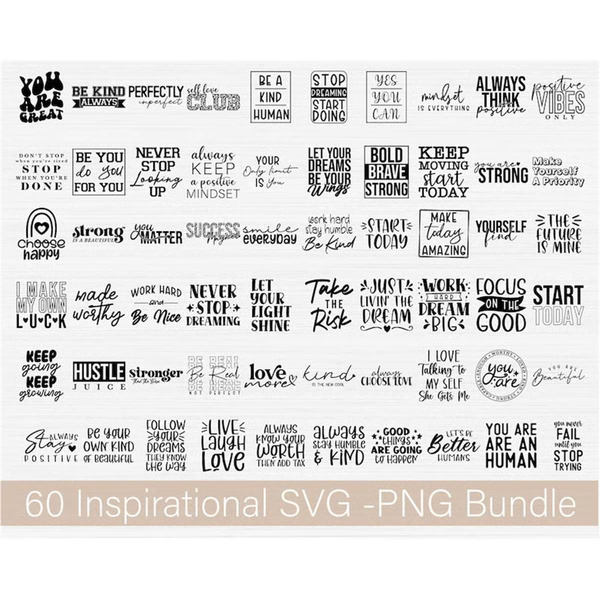 Inspirational SVG PNG Bundle, Motivational Sayings, Quotes C | Inspire ...