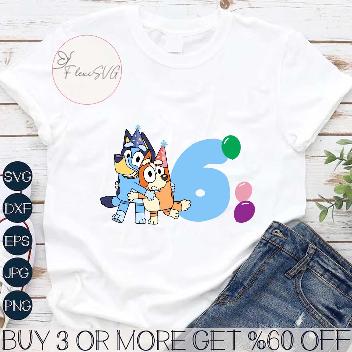 Bluey Birthday numbers 6 SVG | Inspire Uplift