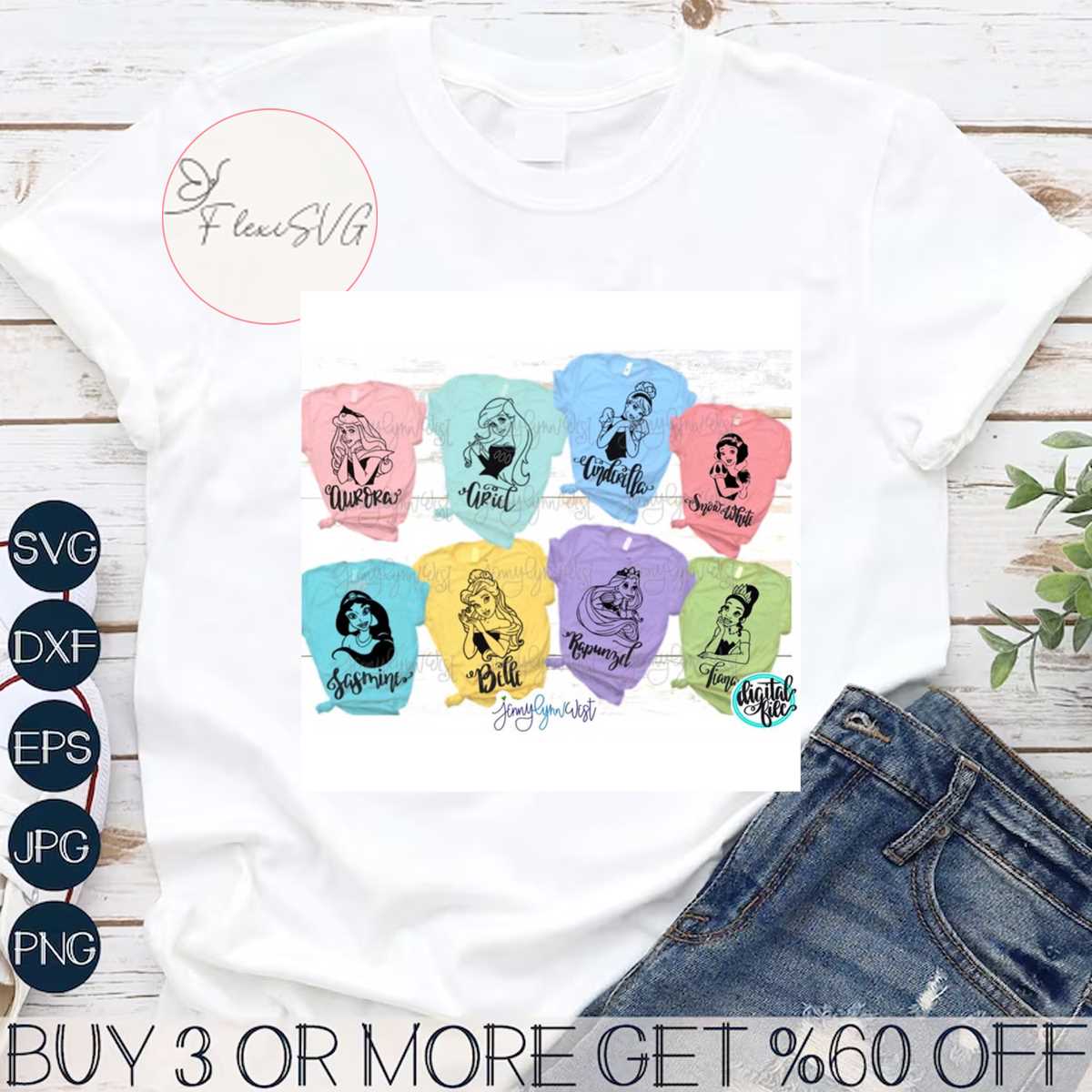 Princess Bundle SVG Belle Ariel Cinderella Jasmine Rapunzel | Inspire ...