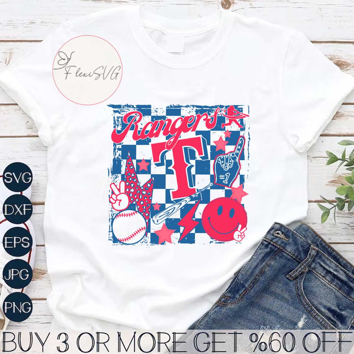 Texas Rangers Blue Checkerboard SVG Graphic Design File | Inspire Uplift