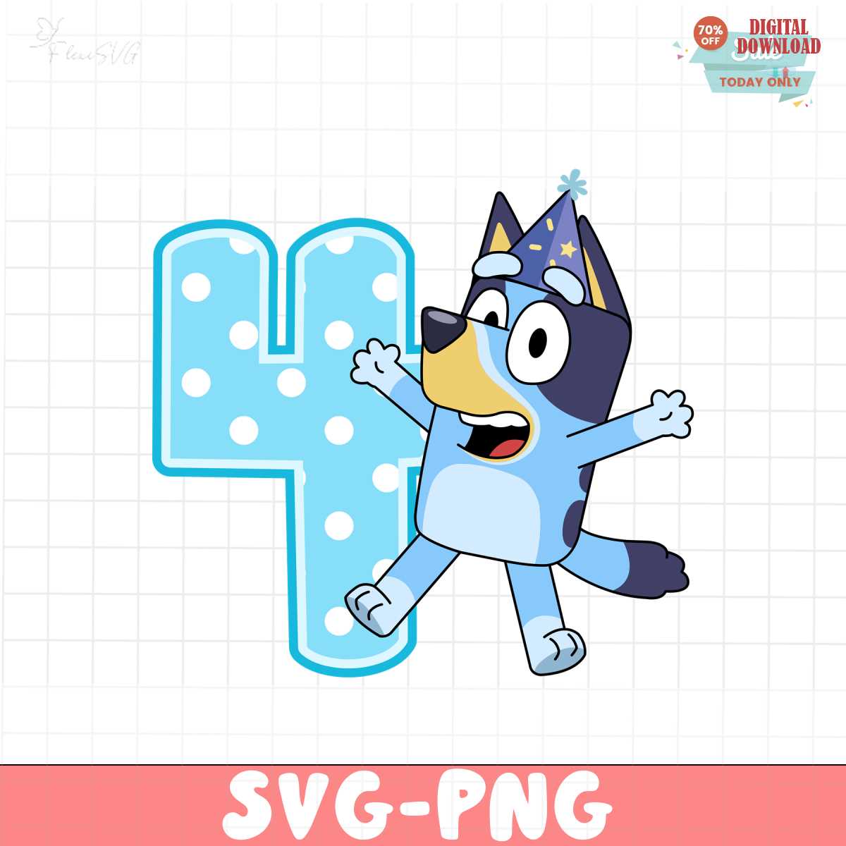 Bluey party supplies 4 SVG, Bluey Birthday numbers SVG | Inspire Uplift