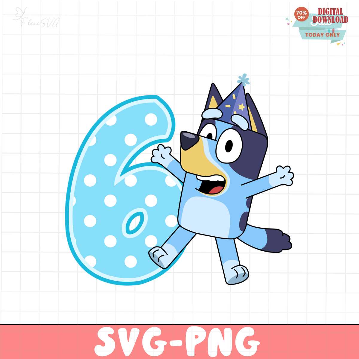 Bluey party supplies 6 svg, Bluey Birthday numbers SVG | Inspire Uplift