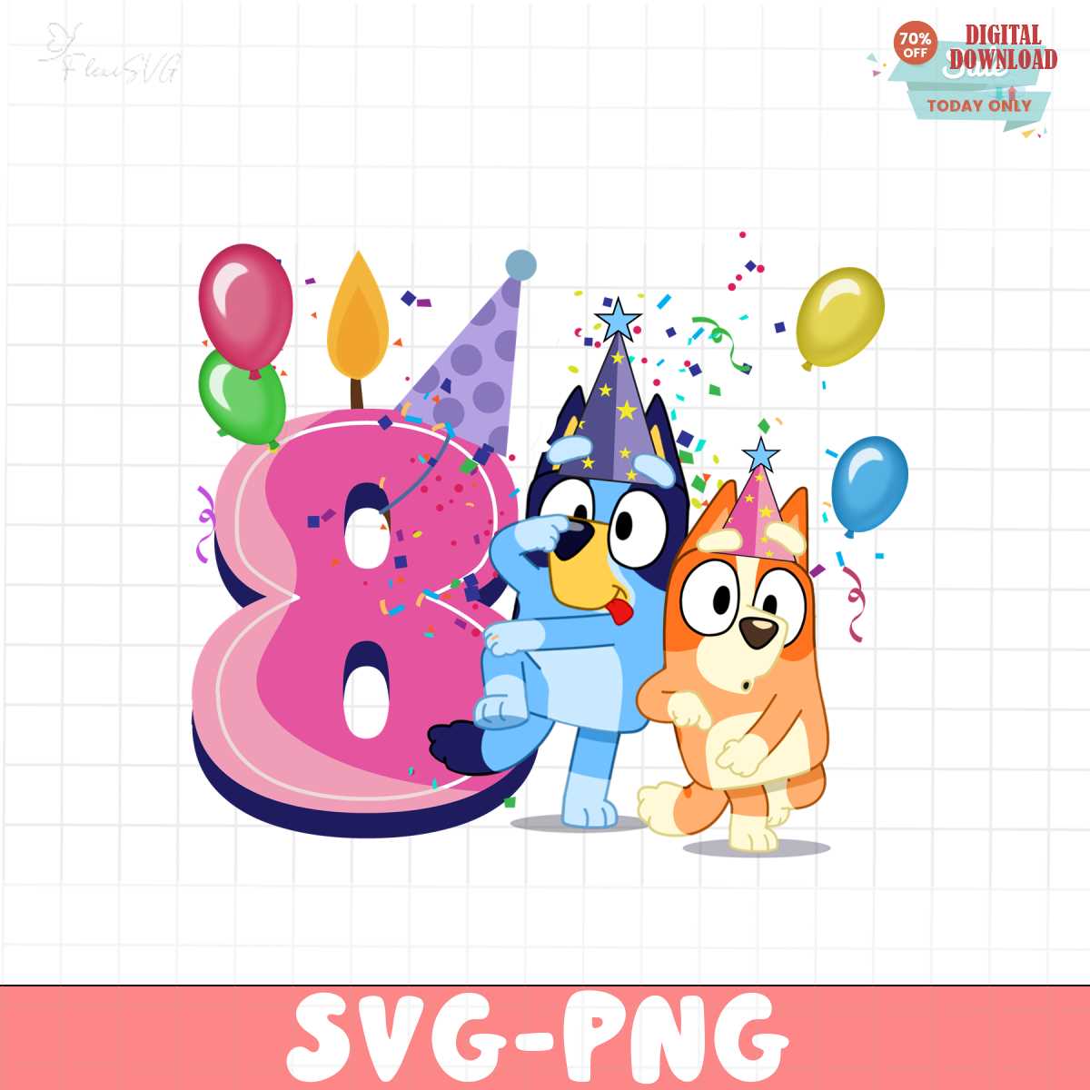 blueys 8 pink PNG, Bluey Birthday numbers PNG | Inspire Uplift