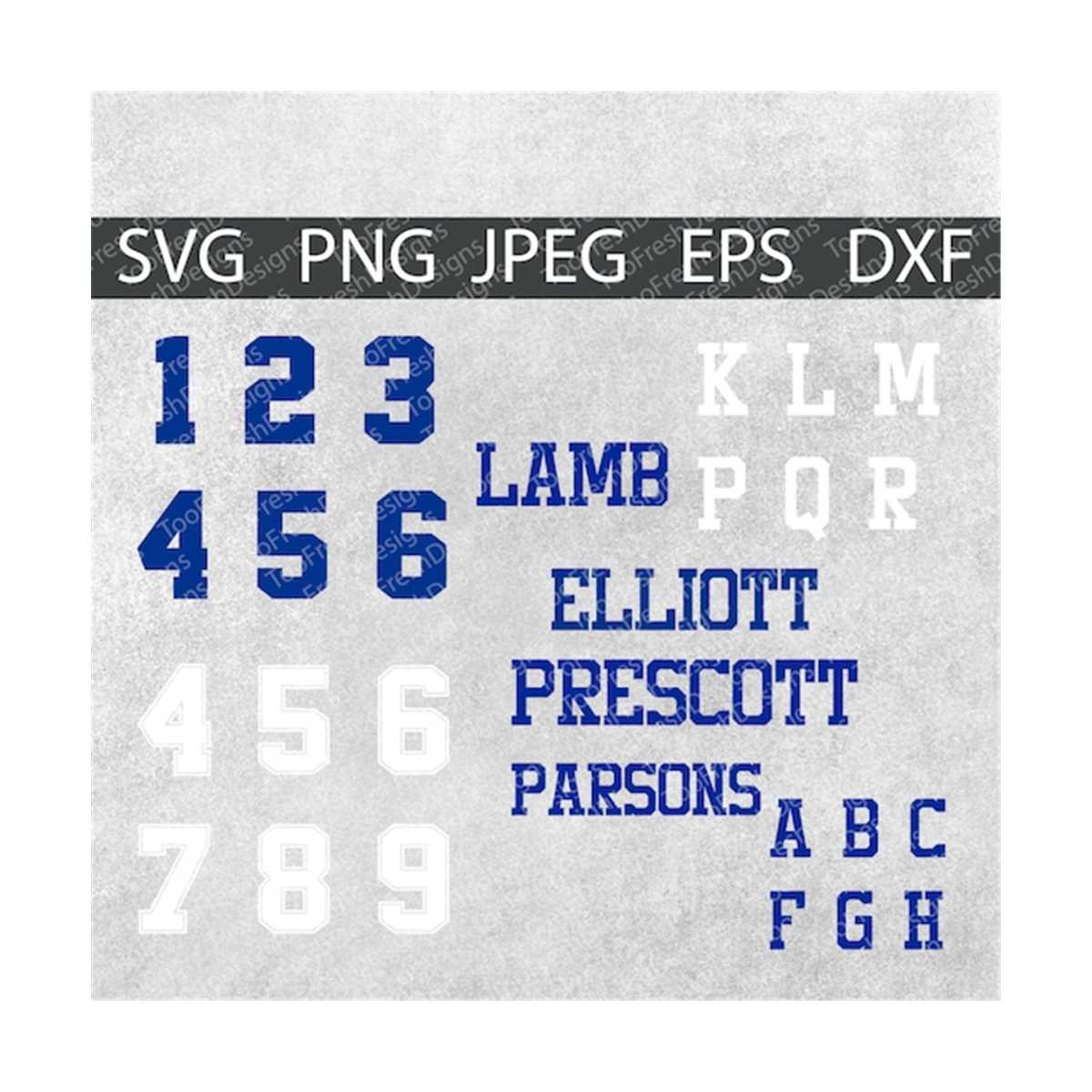 Cowboys Style Jersey Numbers, Letters, and Names Digital Dow | Inspire ...