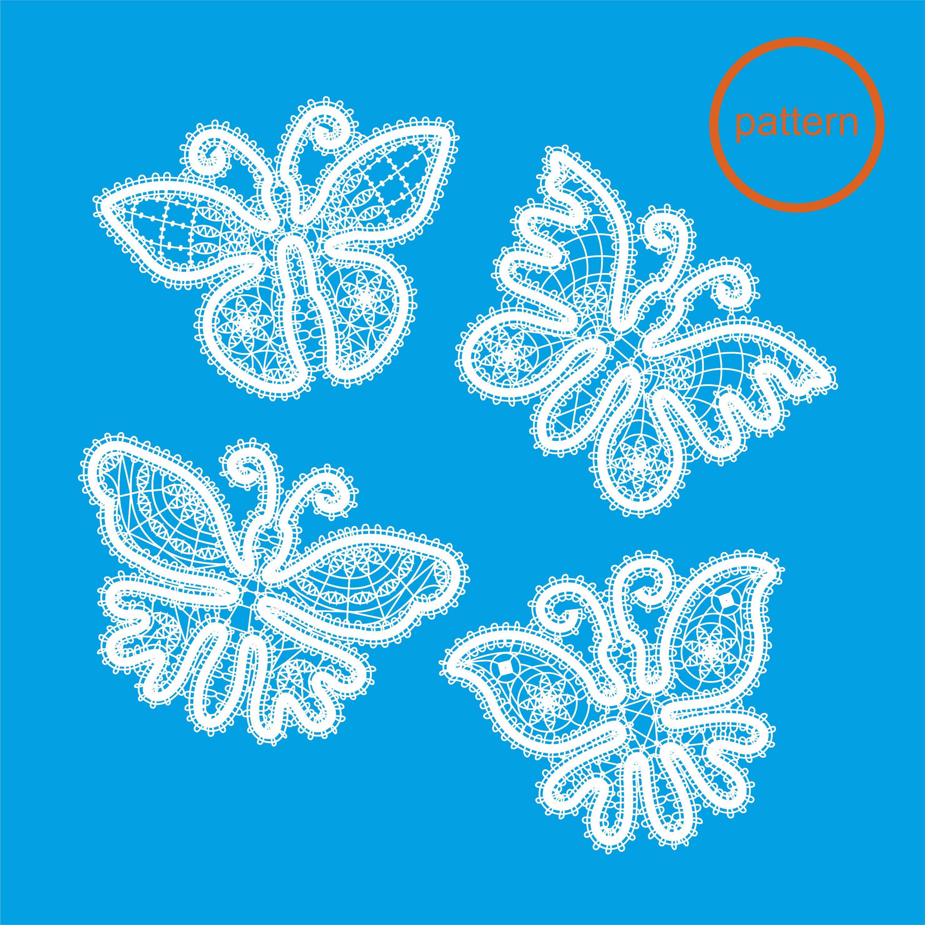 Bobbin lace Butterfly pattern Bundle 4 pcs Printable pattern | Inspire ...