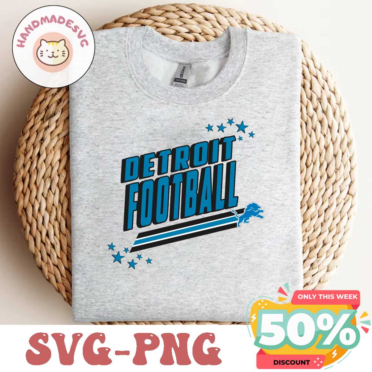 Retro Detroit Football Lions Logo SVG | Inspire Uplift