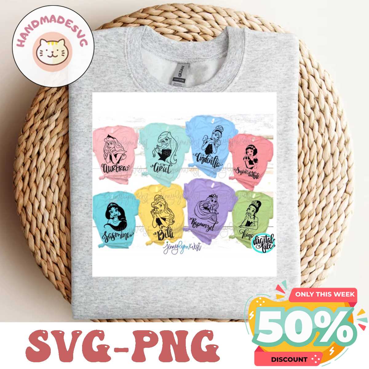 Princess Bundle SVG Belle Ariel Cinderella Jasmine Rapunzel - Inspire ...