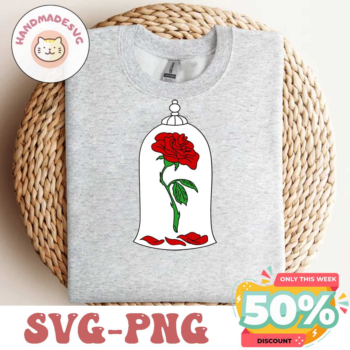 Enchanted rose SVG, easy cut file for Cricut, Layered by col | Inspire ...