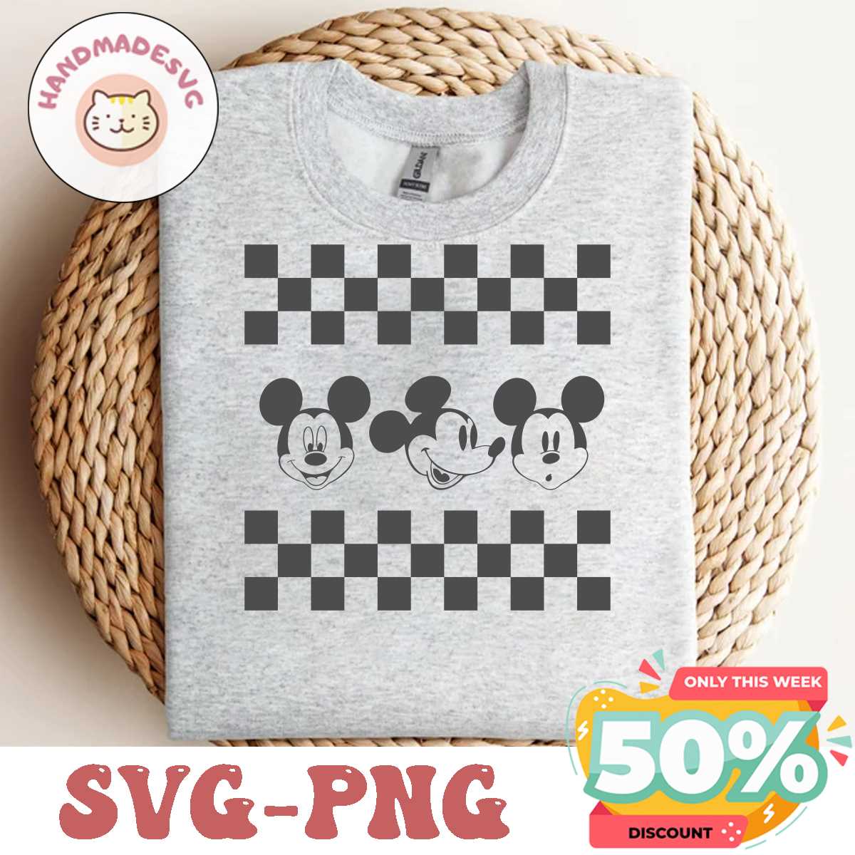 Checkered Mickey SVG, PNG, PDF, Instant Download, Printable | Inspire ...