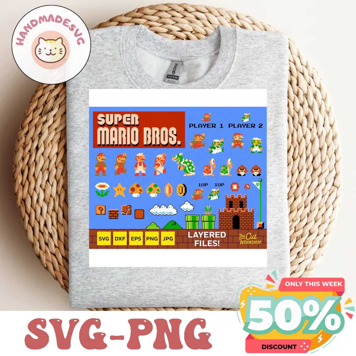8Bit Pixel Super Mario Bros Bowser Coin Block Layered BUNDLE | Inspire ...