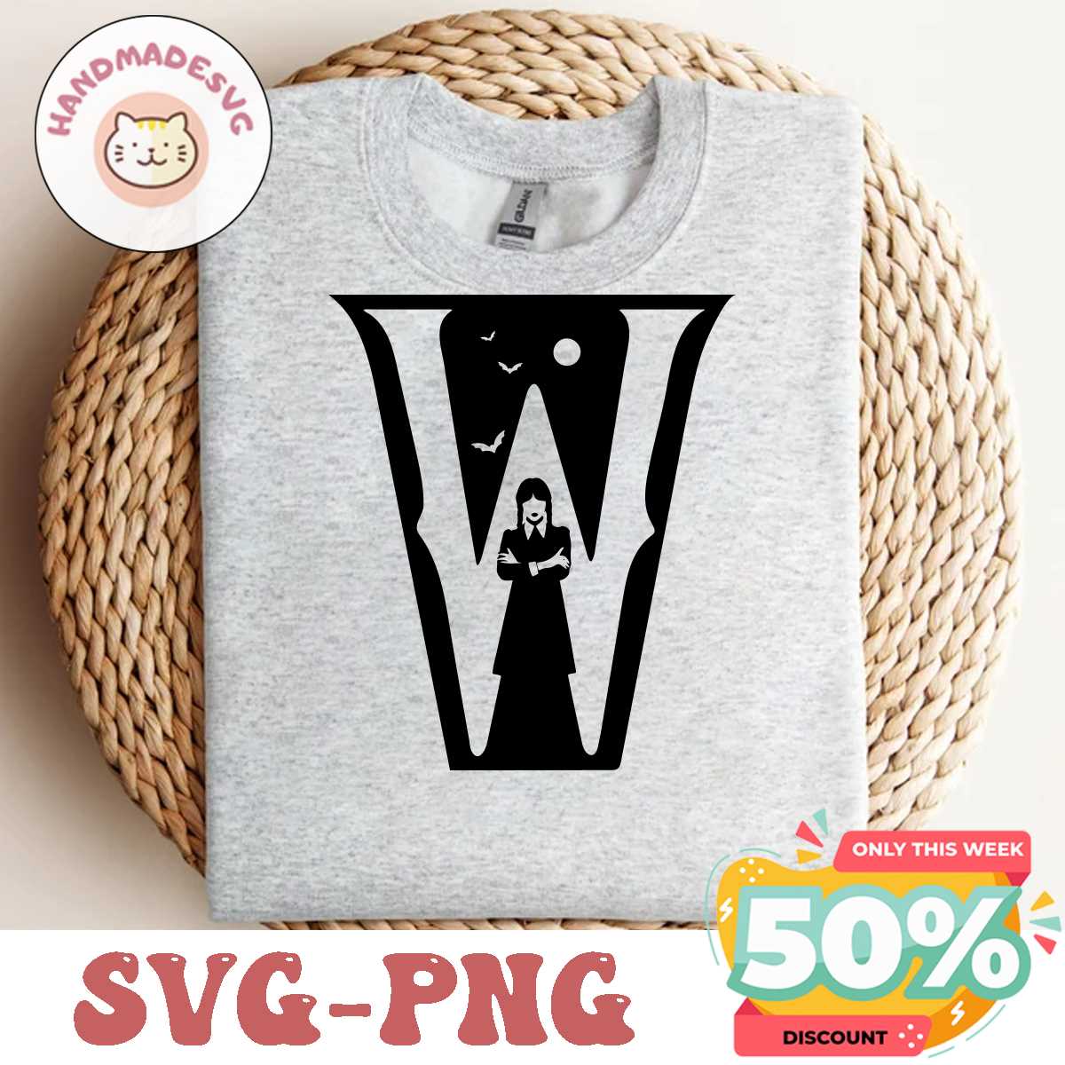 W Wednesday symbol SVG, PNG, Nevermore sign shirt Cricut cut | Inspire ...