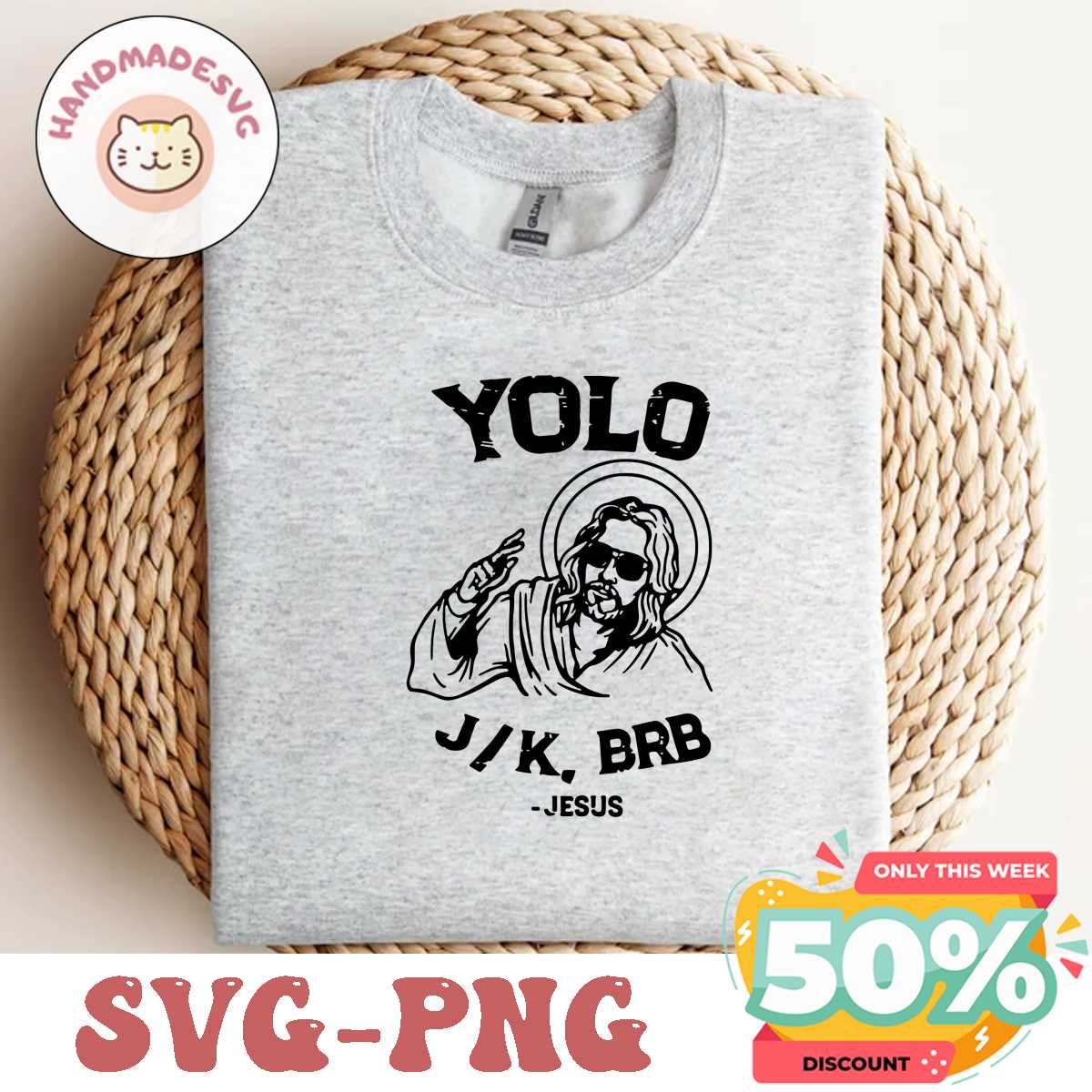 Vintage Easter Jesus Yolo Jk BRB SVG | Inspire Uplift